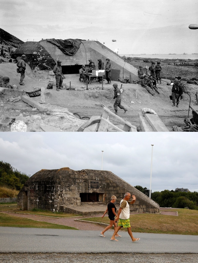 D-Day photos from 1944 and photos of vacationers at the exact same ...